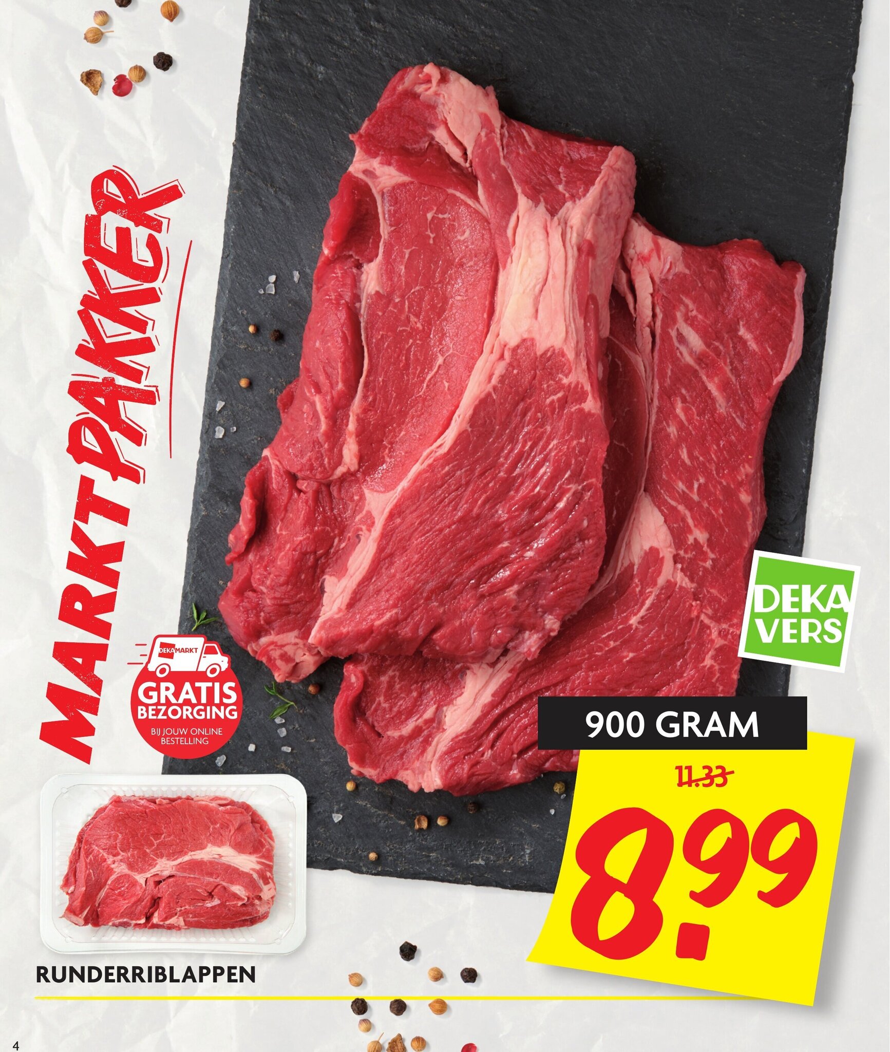 Runderriblappen 900 gram aanbieding bij Dekamarkt