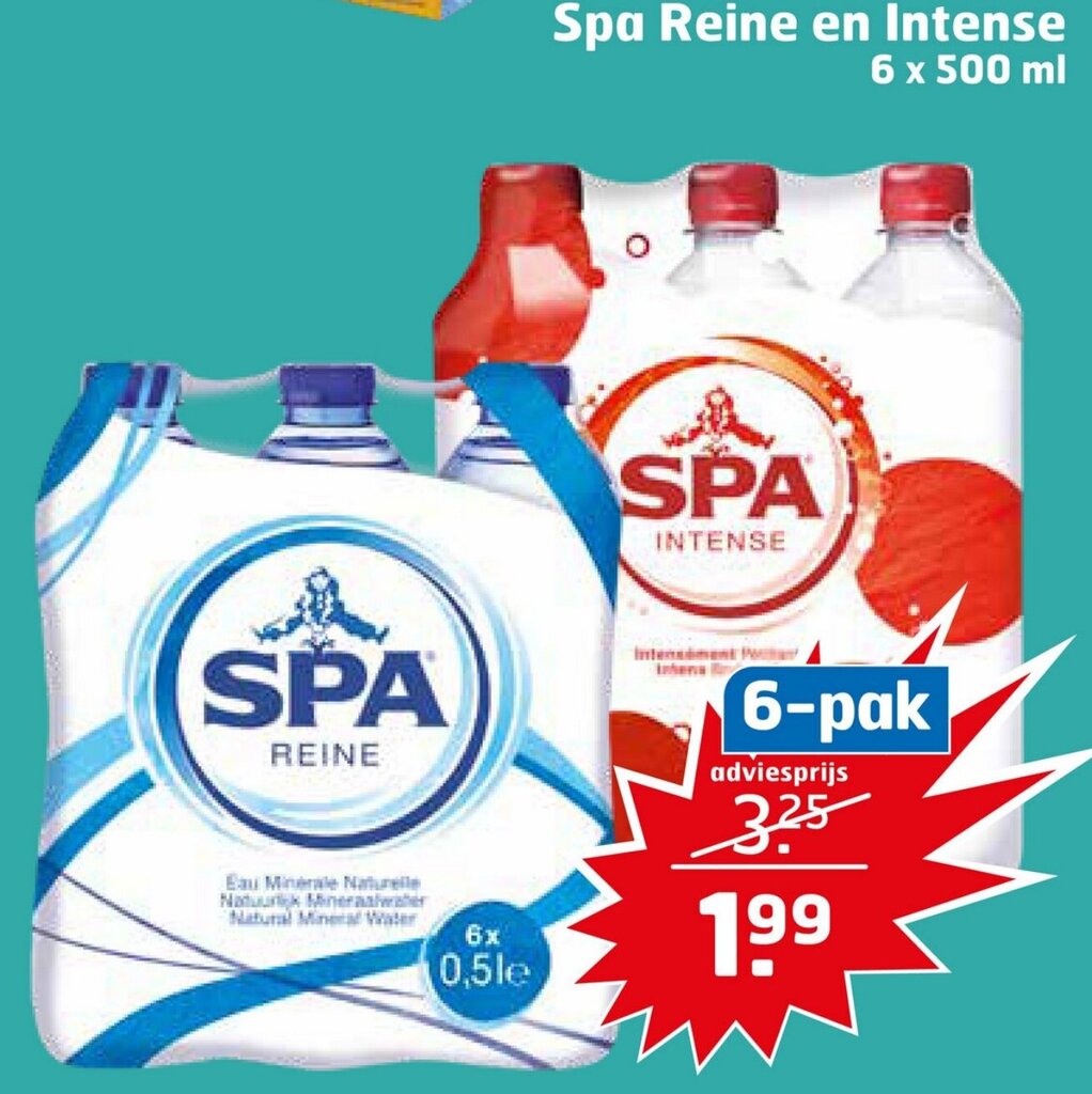 Spa reine en intense 6 x 500ml aanbieding bij Trekpleister