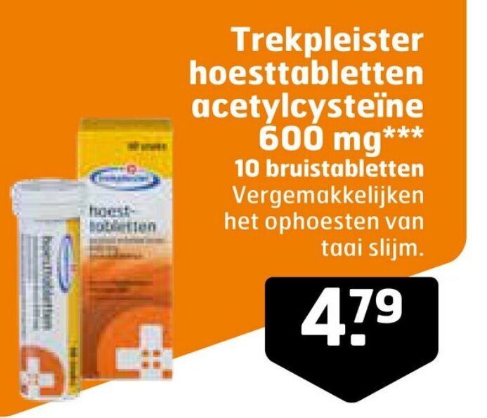 Hoesttabletten acetylcysteine 600mg aanbieding bij Trekpleister