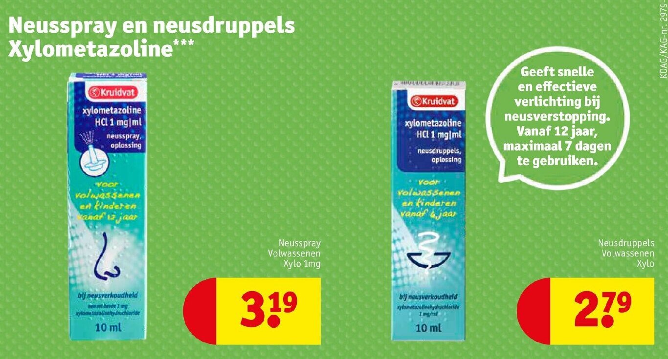 Neusspray en neusdruppels xylometazoline aanbieding bij Kruidvat