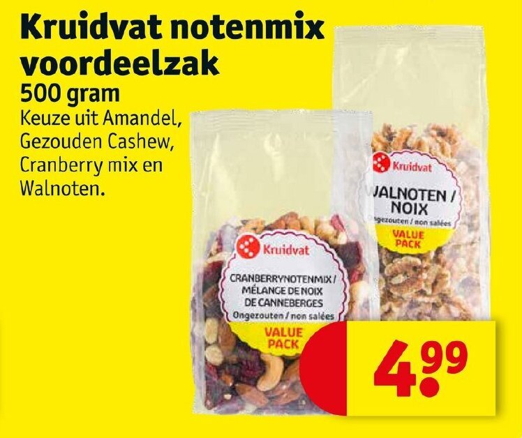 Notenmix voordeelzak 500g aanbieding bij Kruidvat