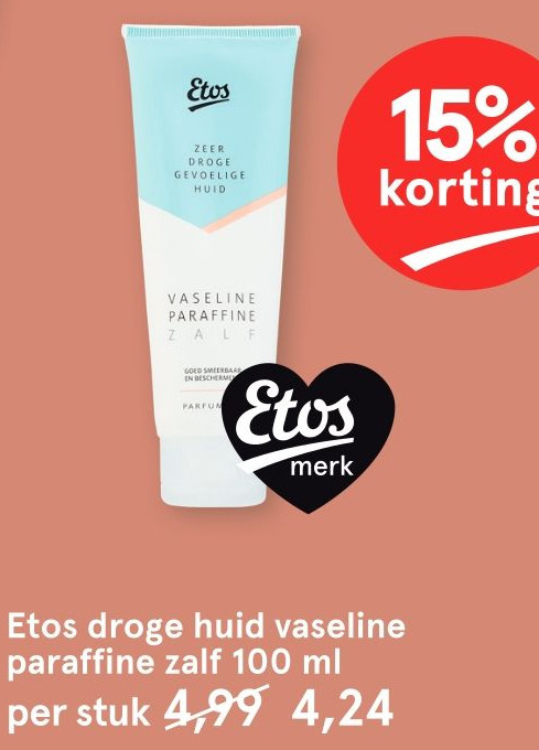 Etos droge huid vaseline paraffine zalf 100 ml aanbieding bij Etos