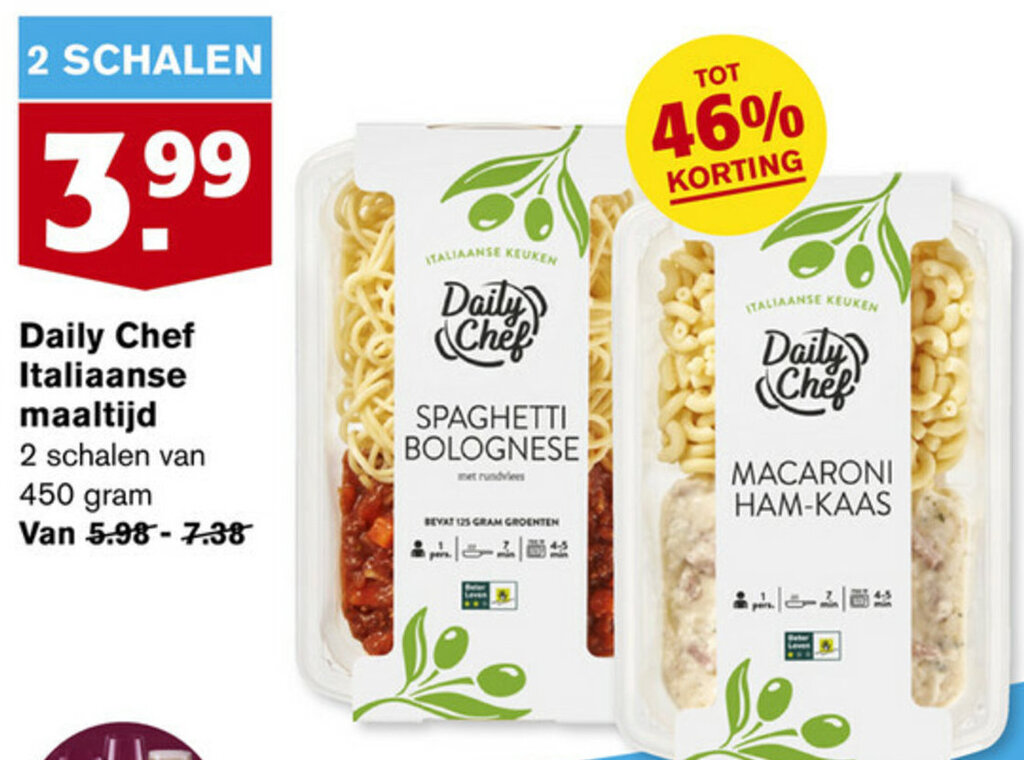 Daily Chef Italiaanse maaltijd 450g aanbieding bij Hoogvliet
