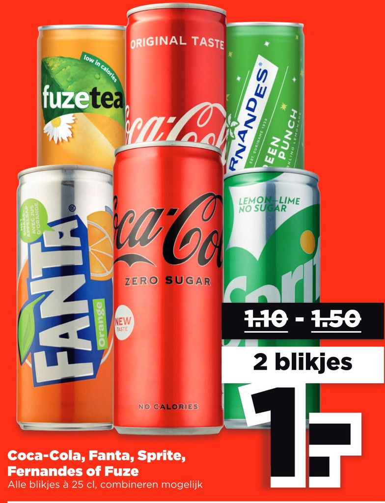 Coca-Cola, Fanta, Sprite, Fernandes of Fuze aanbieding bij PLUS