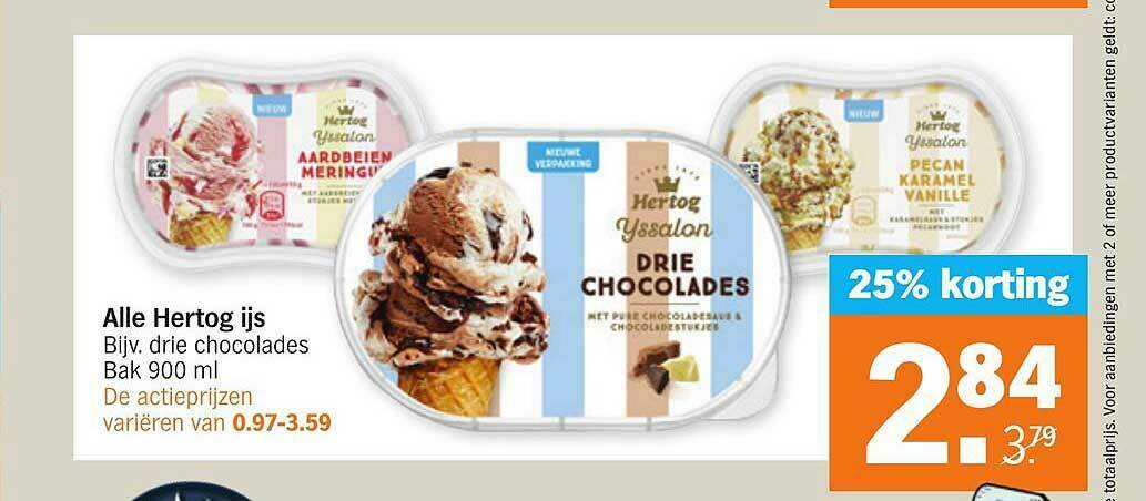 Alle Hertog Ijs 25% Korting aanbieding bij Albert Heijn