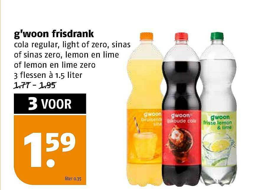 G'woon Frisdrank Cola Regular, Light Of Zero, Sinas Of Sinas Zero ...