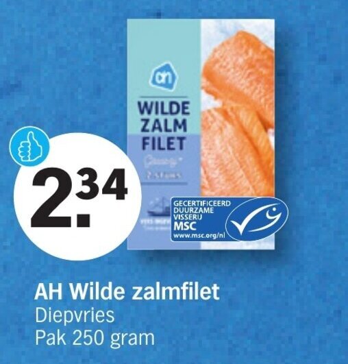 Wilde zalmfilet 250g aanbieding bij Albert Heijn