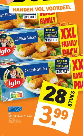 Iglo fish sticks 28 stuks aanbieding bij Albert Heijn