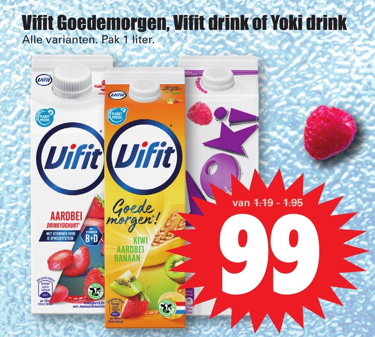Vifit Goedemorgen, Vifit drink of Yoki drink aanbieding bij Dirk