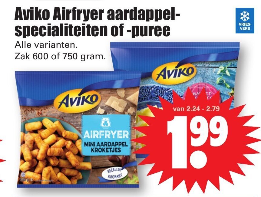 Aviko Airfryer aardappelspecialiteiten of -puree aanbieding bij Dirk