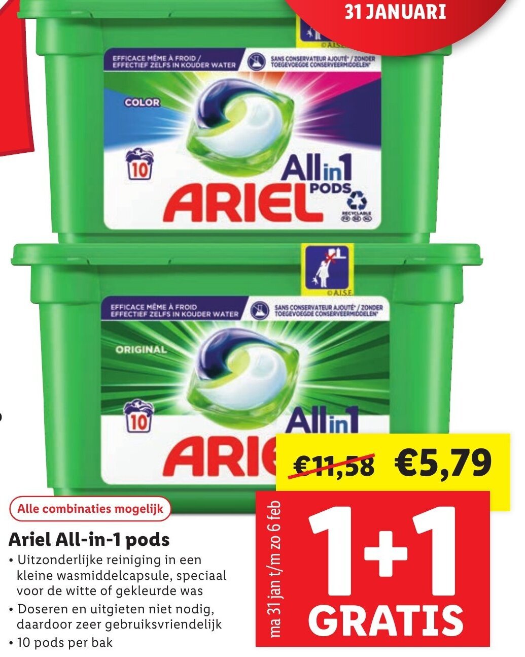 Ariel All-in1 pods aanbieding bij Lidl