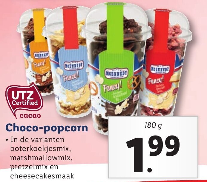 Choco-popcorn 180g aanbieding bij Lidl