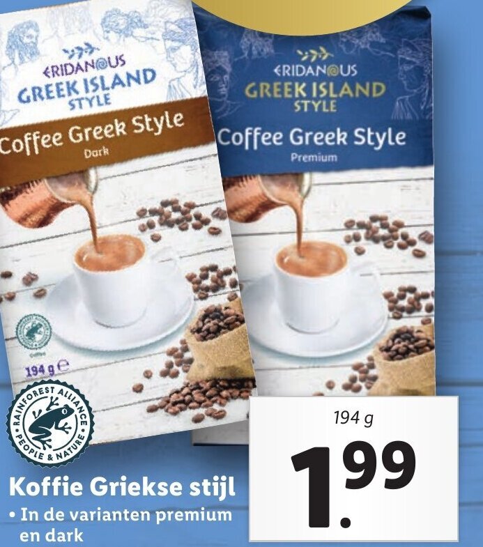 Koffie Griekse stijl 194g aanbieding bij Lidl