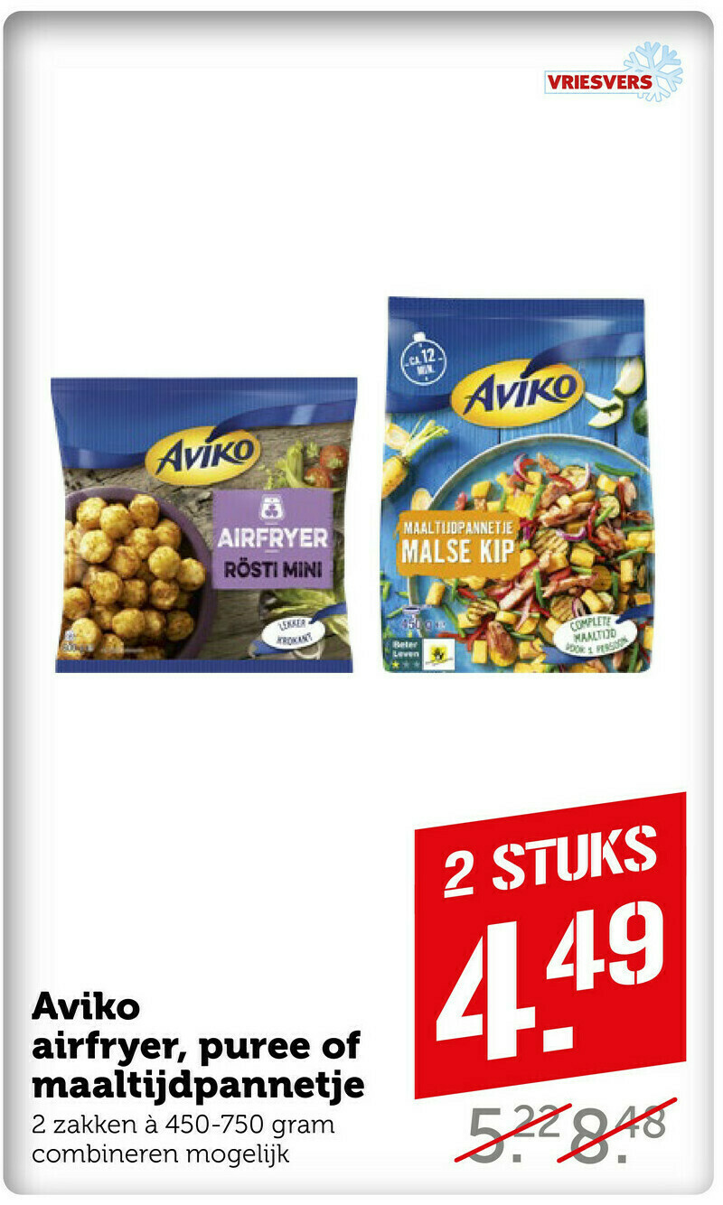 Aviko airfryer, puree of maaltijdpannetje aanbieding bij Coop