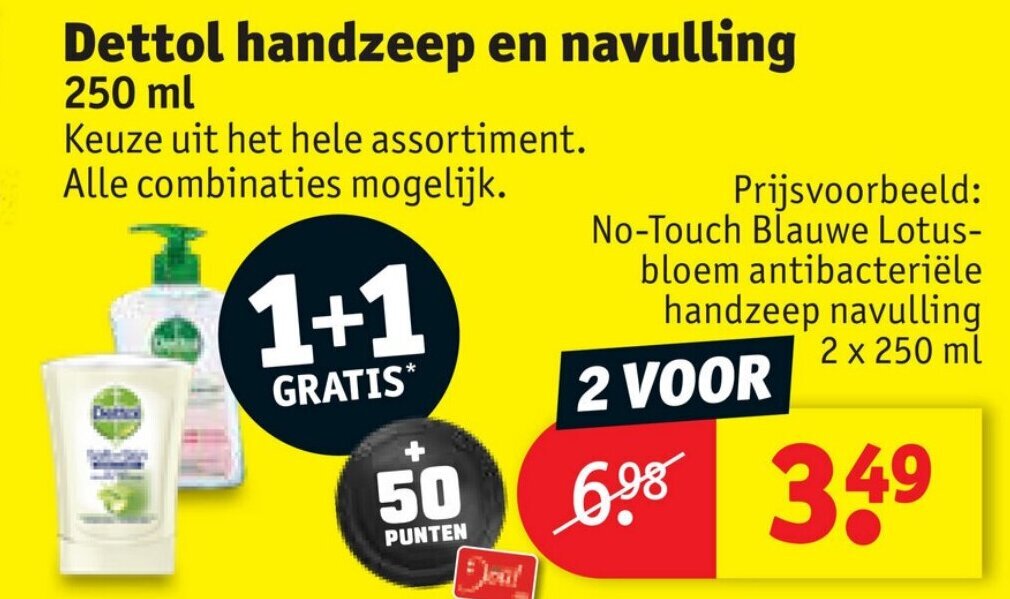 Dettol handzeep en navulling 250ml aanbieding bij Kruidvat
