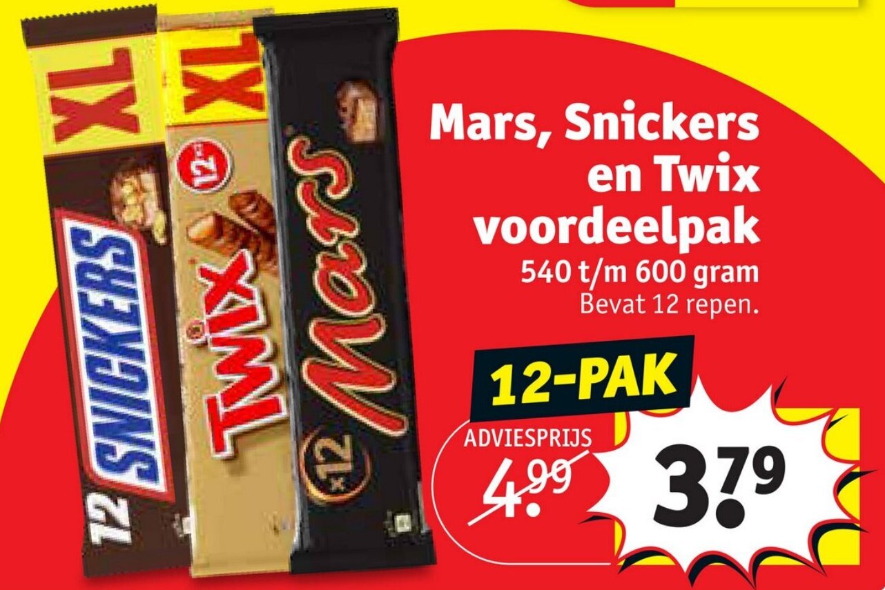 Marss, snickers en twix voordeelpak 540g aanbieding bij Kruidvat