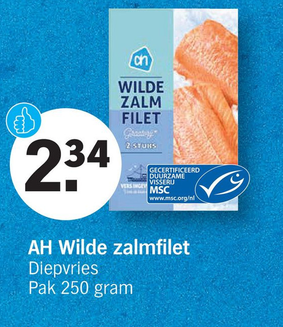 AH Wilde zalmfilet Diepvries aanbieding bij Albert Heijn