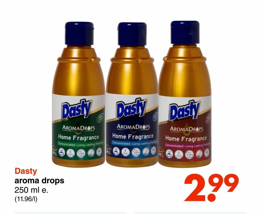 Dasty aroma drops 250 ml e. aanbieding bij Wibra