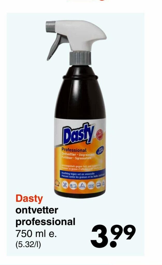 Dasty ontvetter professional 750 ml e. aanbieding bij Wibra