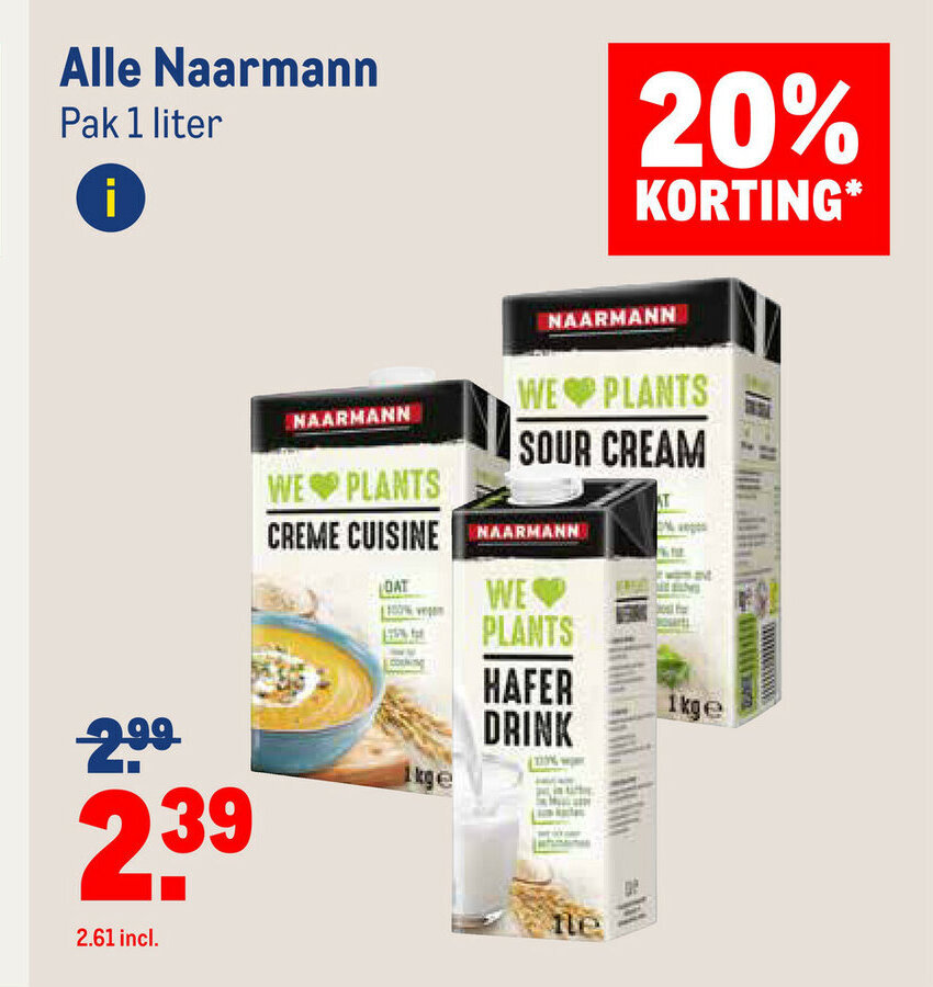 Alle Naarmann pak 1 liter aanbieding bij Makro