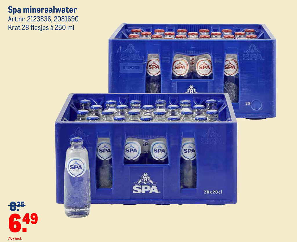 Spa mineraalwater 250ml aanbieding bij Makro