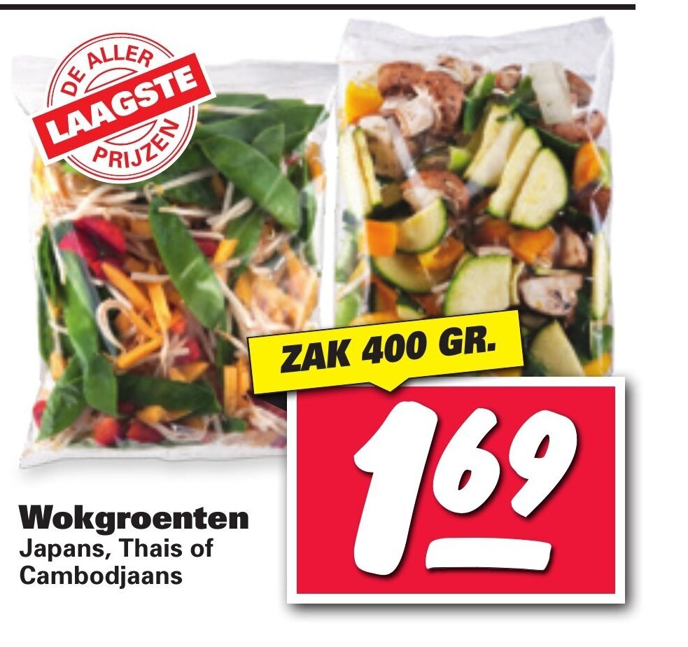 Wokgroenten zak 400 gr. aanbieding bij Nettorama