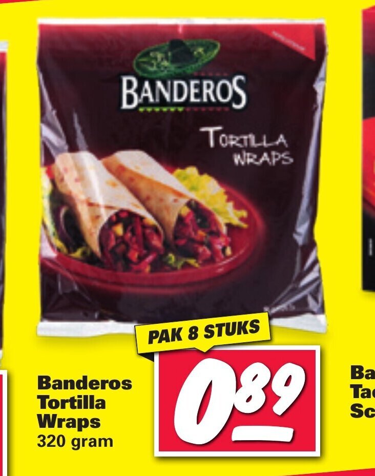 Banderos Tortilla Wraps 320 gram pak 8 stuks aanbieding bij Nettorama