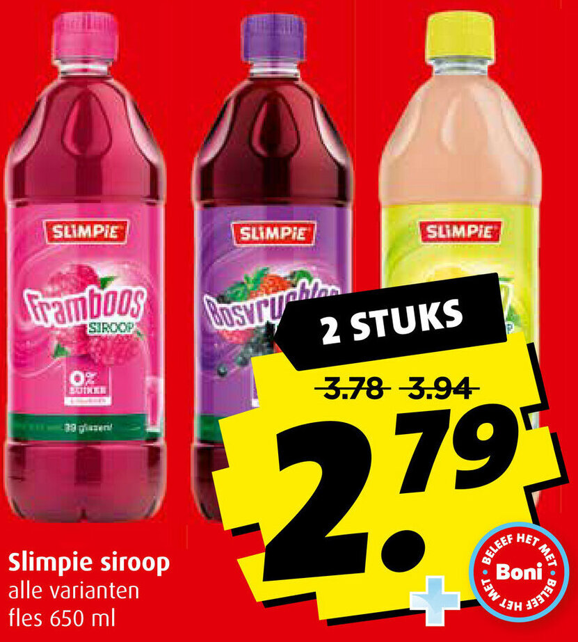 Slimpie siroop 650ml aanbieding bij Boni