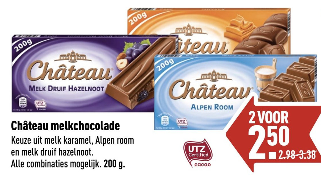 Château melkchocolade Keuze uit melk karamel, Alpen room en melk druif ...