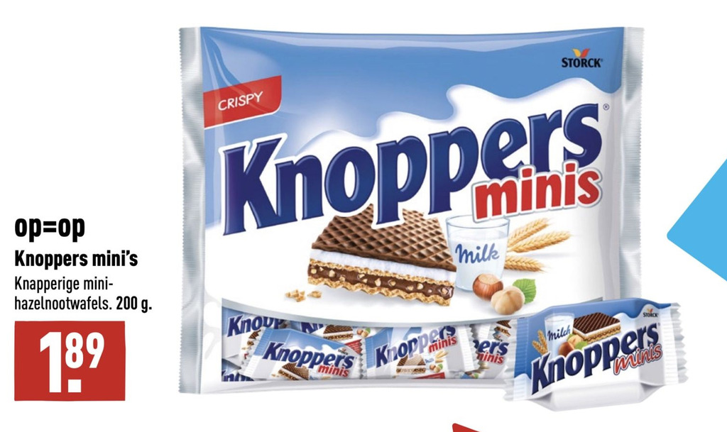 Knoppers mini's Knapperige mini- hazelnootwafels. 200 g. aanbieding bij ...