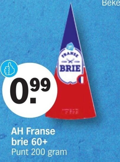 AH Franse brie 60+ 200g aanbieding bij Albert Heijn