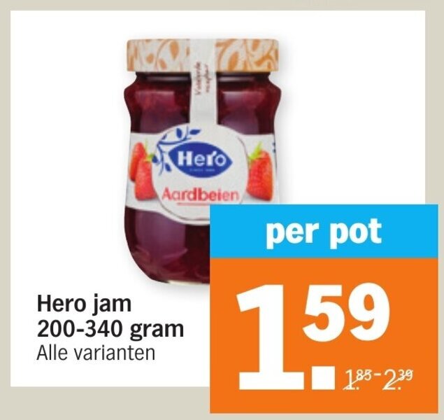 Hero jam 200-340g aanbieding bij Albert Heijn