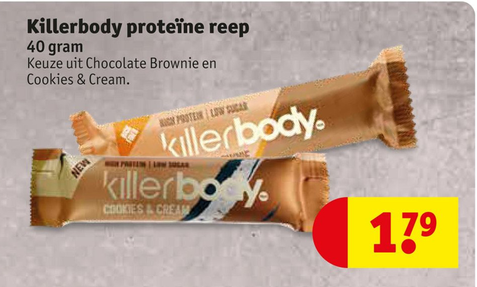 Killerbody proteïne reep 40 gram aanbieding bij Kruidvat