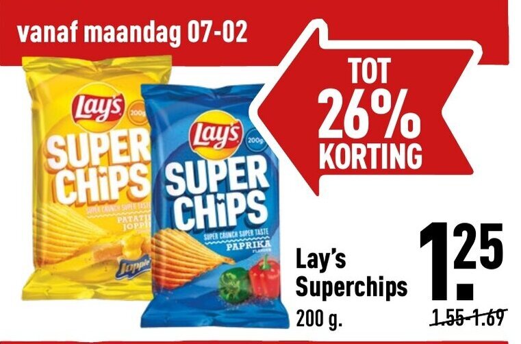Lay's superchips 200g aanbieding bij ALDI