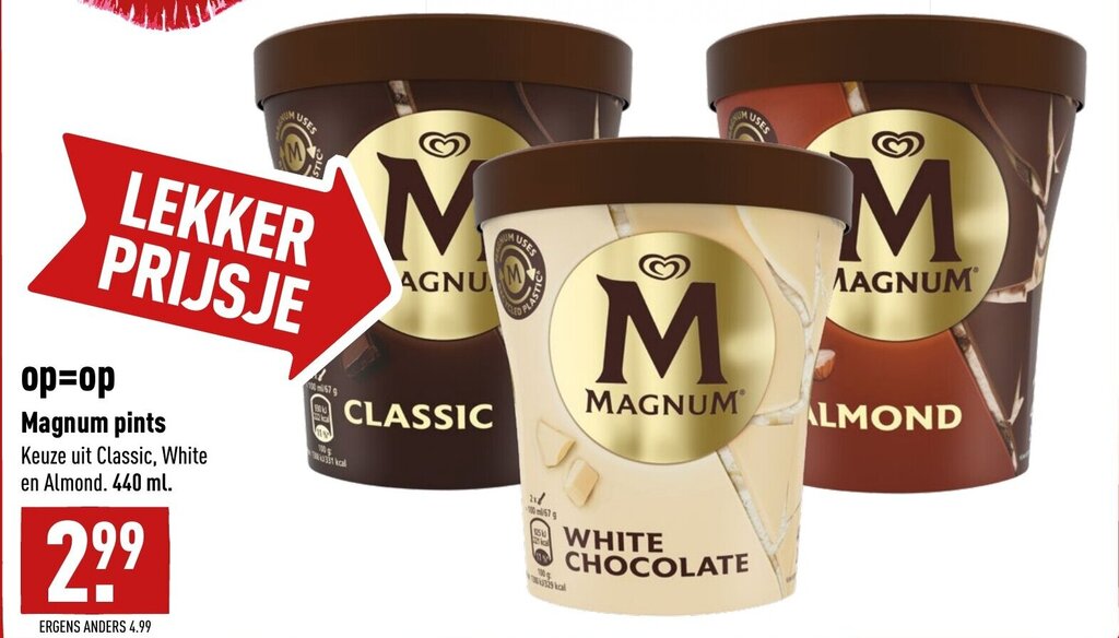 Magnum pints 440ml aanbieding bij ALDI
