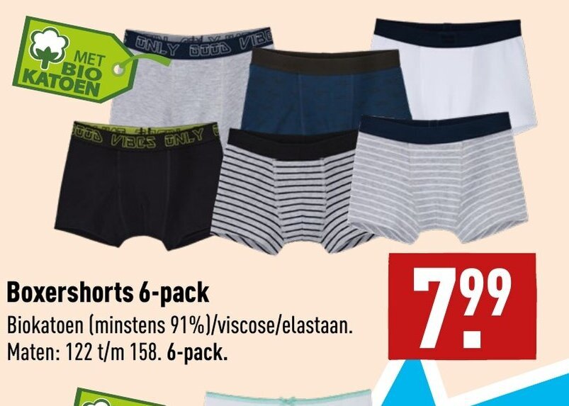 Boxershorts 6-pack aanbieding bij ALDI