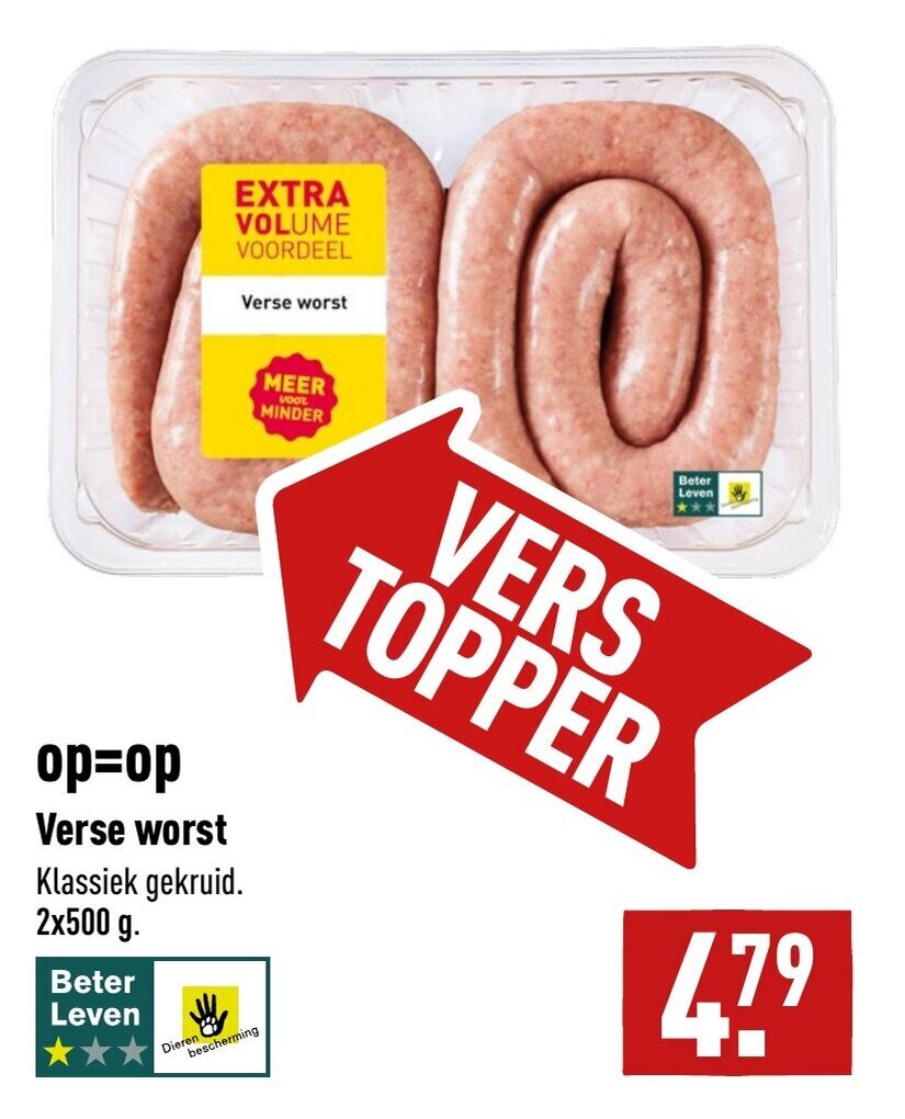 Verse worst 2 x 500g aanbieding bij ALDI