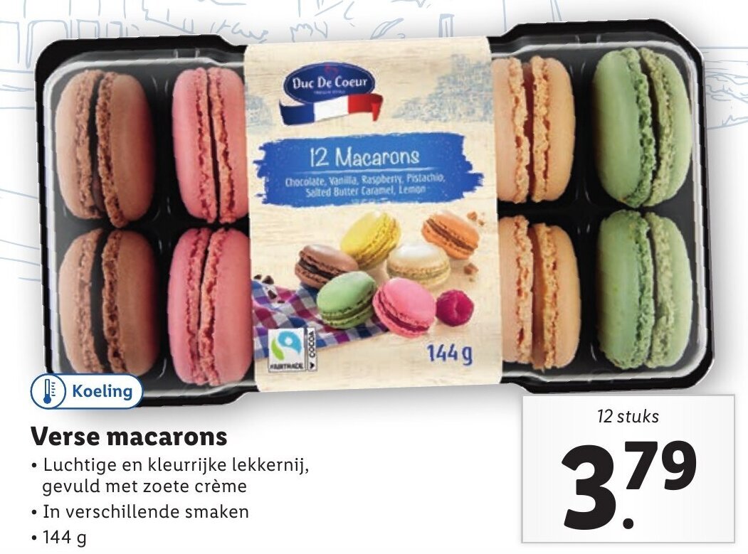 Verse macarons 144g aanbieding bij Lidl