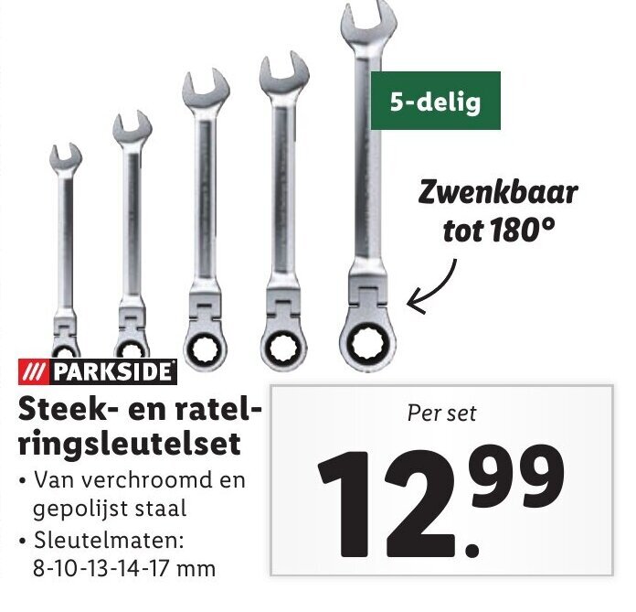Steek- en ratel- ringsleutelset aanbieding bij Lidl