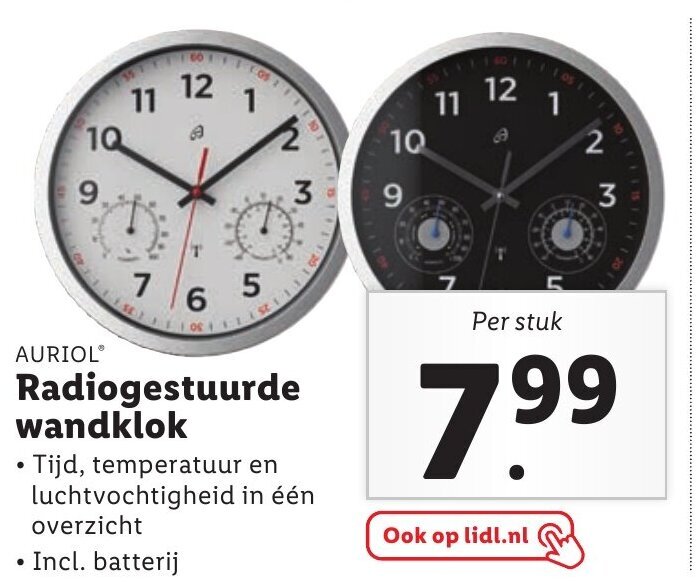 Radiogestuurde wandklok aanbieding bij Lidl