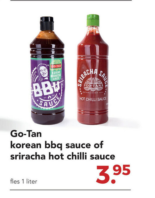 Go-Tan korean bbq sauce of sriracha hot chili sauce fles 1 liter ...