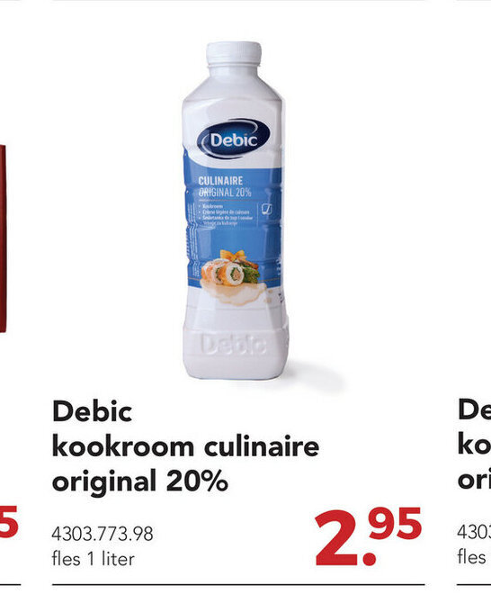 Debic kookroom culinaire original 20% fles 1 liter aanbieding bij Zegro