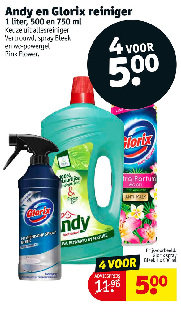 Andy en Glorix reiniger aanbieding bij Kruidvat