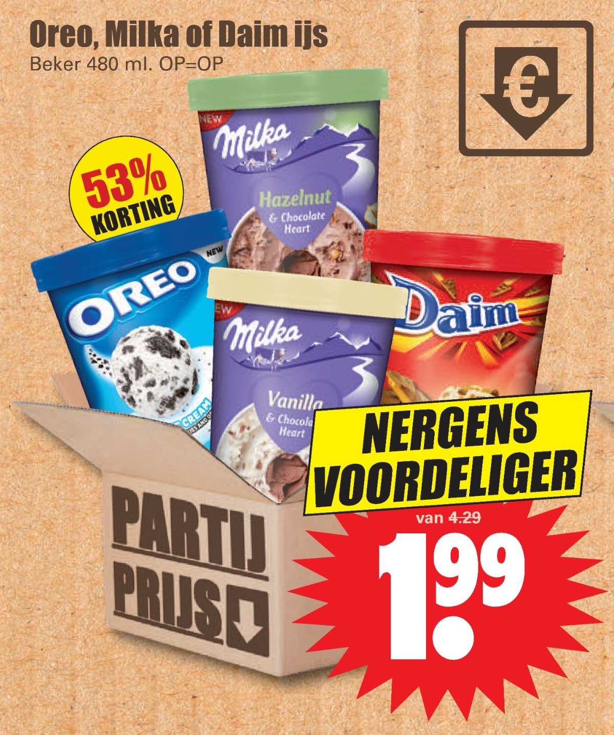 Oreo, Milka of Daim ijs aanbieding bij Dirk