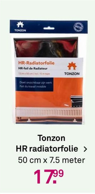 Tonzon HR Radiatorfolie 50cm x 7.5m aanbieding bij Karwei