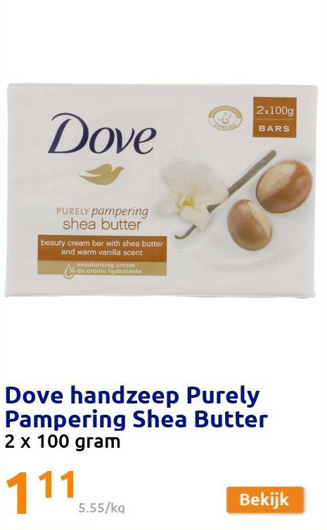 Dove handzeep Purely Pampering Shea Butter aanbieding bij Action