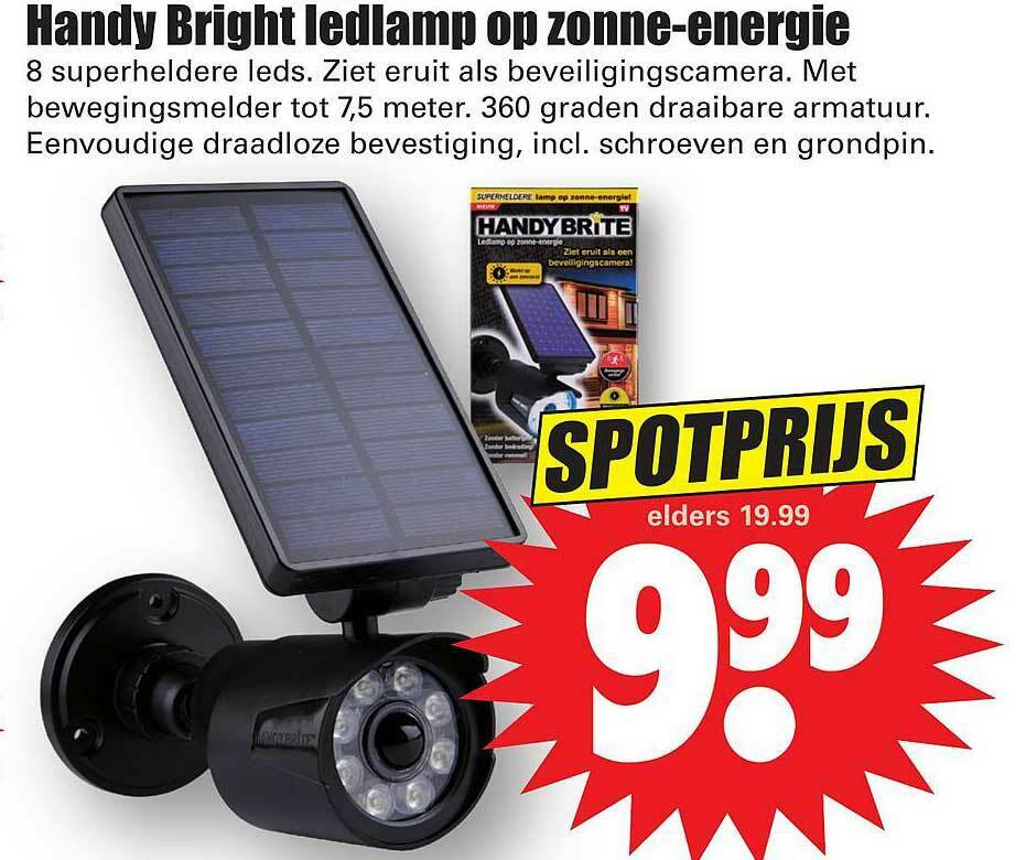 Handy Bright Ledlamp Op Zonne-Energie aanbieding bij Dirk