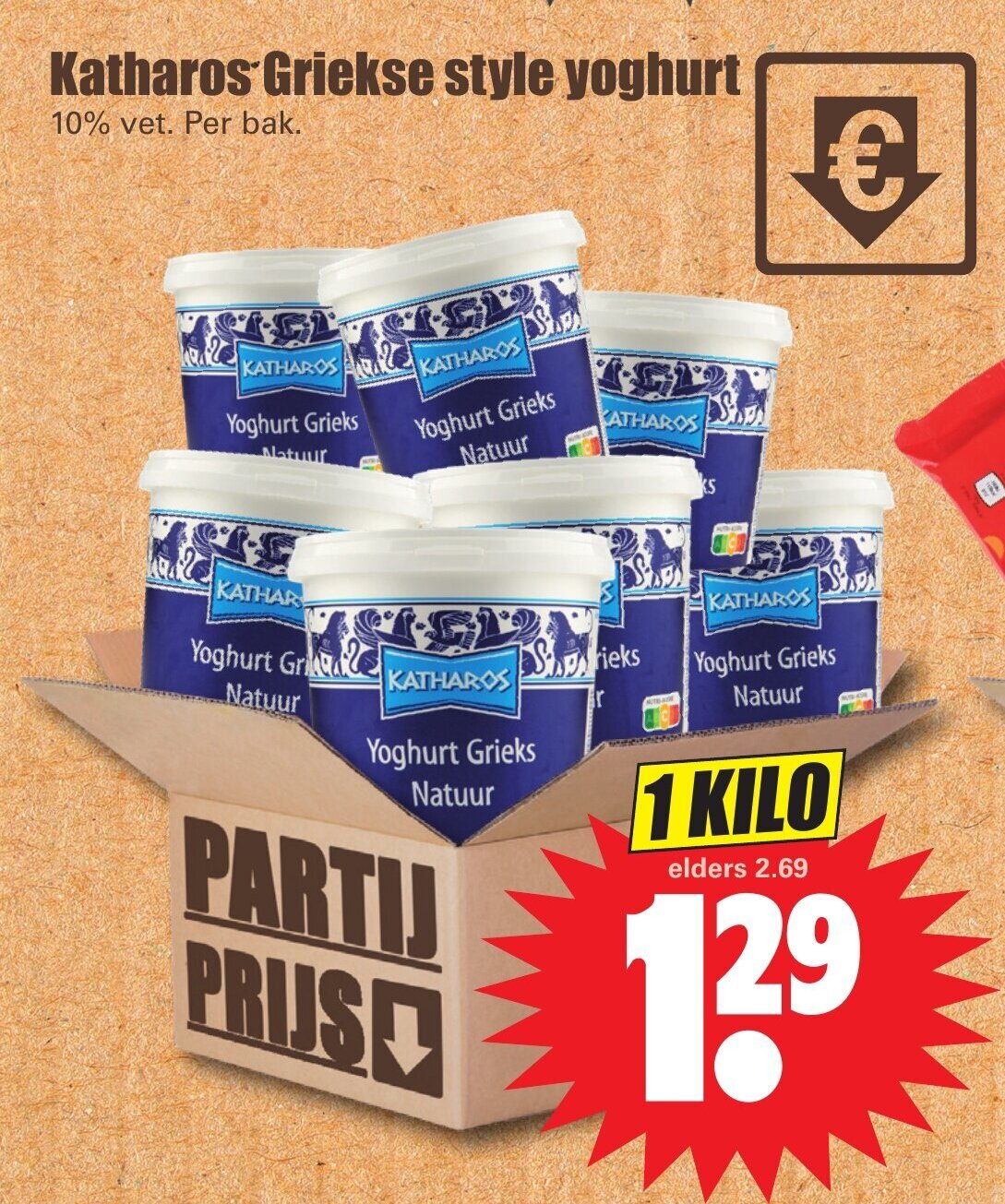 Katharos griekse style yoghurt aanbieding bij Dirk