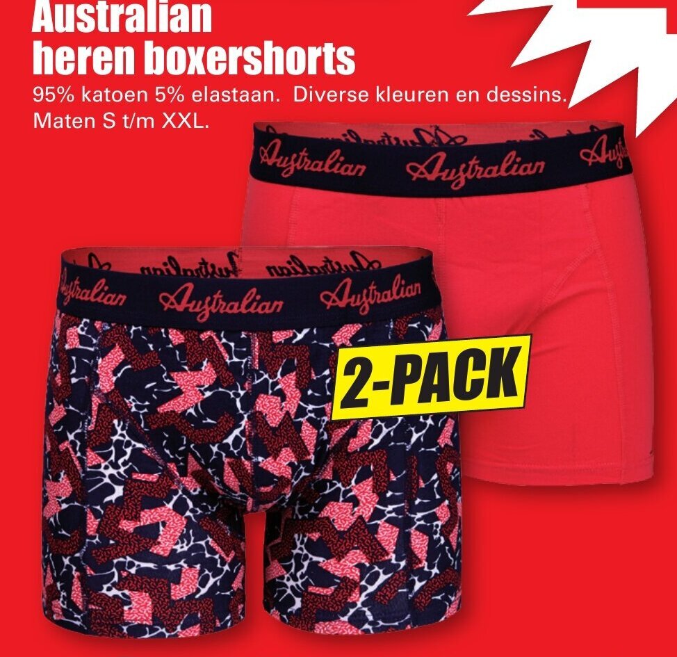 Australian heren boxershorts 2-pack aanbieding bij Dirk