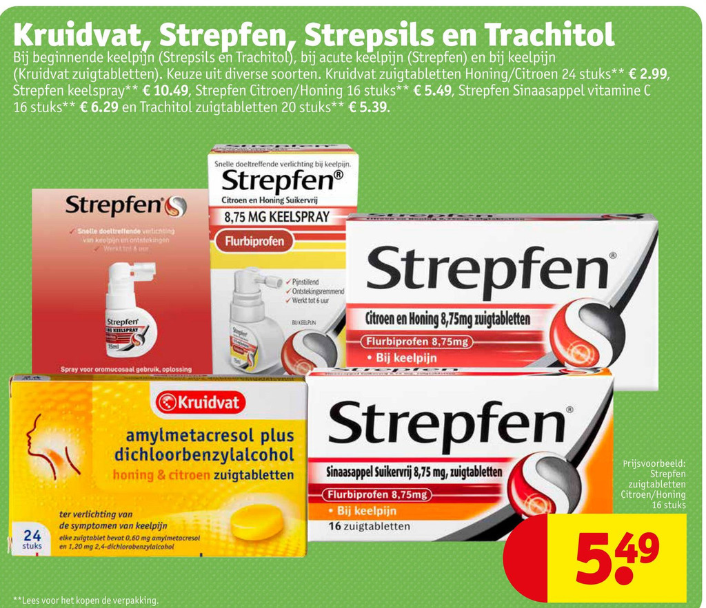 Kruidvat, Strepfen, Strepsils en Trachitol aanbieding bij Kruidvat
